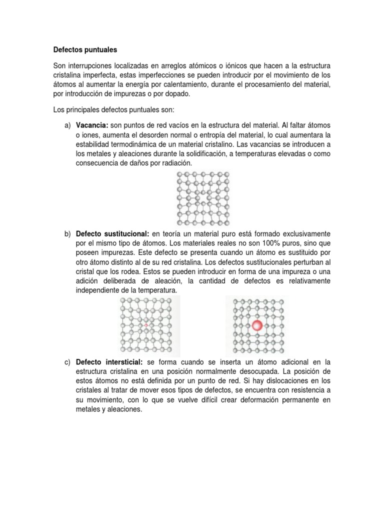 Defectos Puntuales | PDF