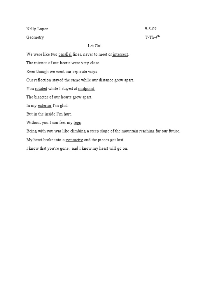 Geometry Poem! | PDF | Geometry | Space