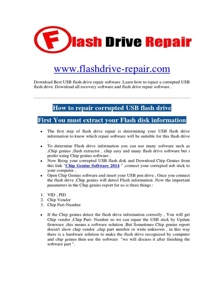USB Flash Drive Repair Software | PDF | Usb Flash Drive | Flash Memory