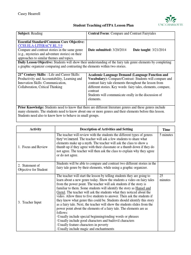 Reading Lesson Plan | PDF | Fairy Tales | Lesson Plan