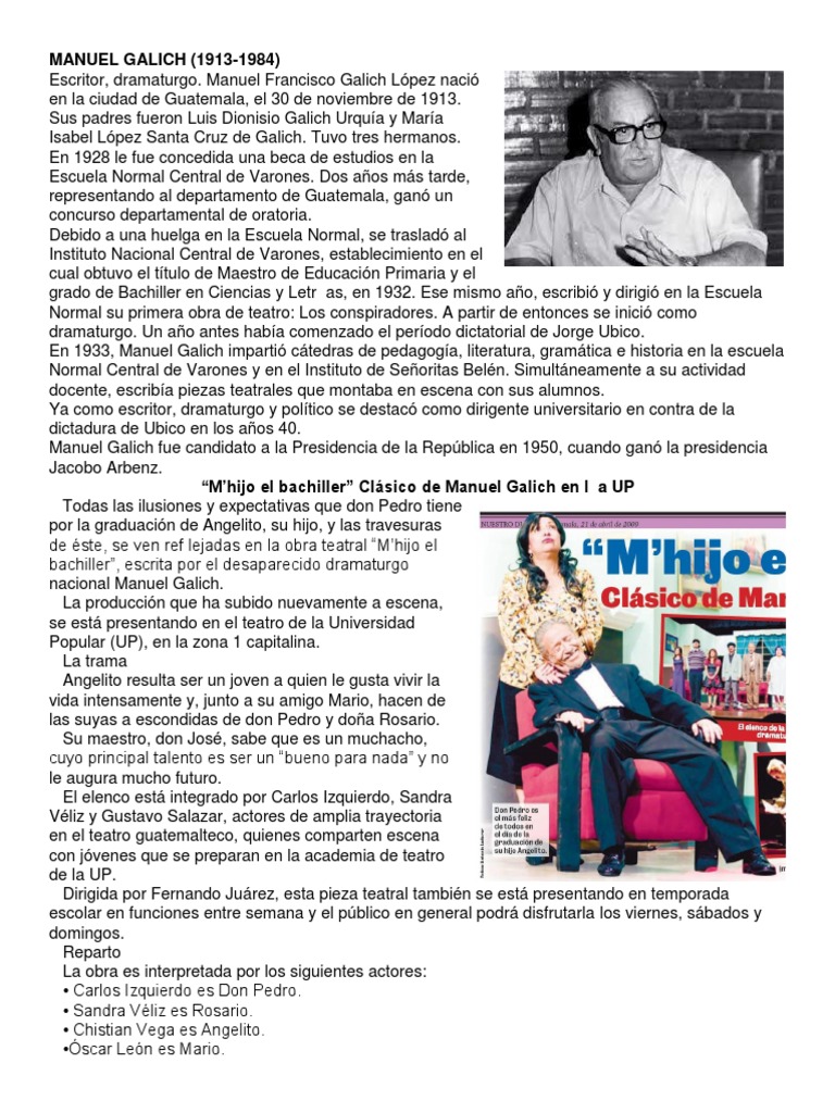 Biografía y obras de Manuel Galich | PDF | Escuelas