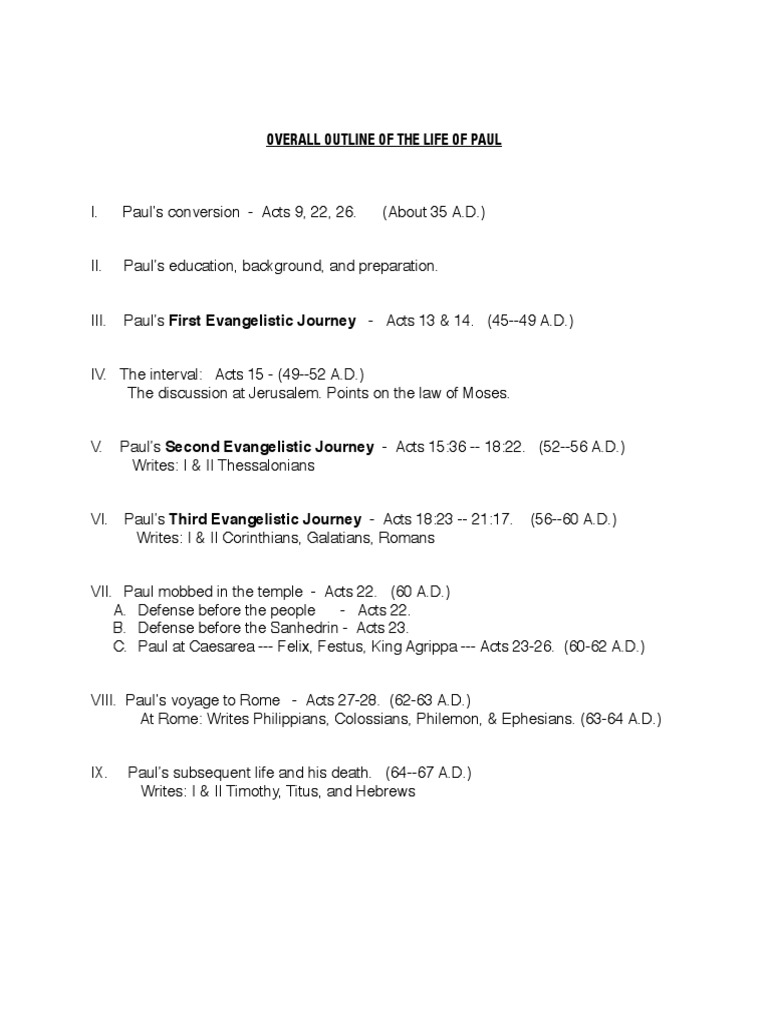 Life of Paul: Conversion to Death Outline | PDF | Social Science ...