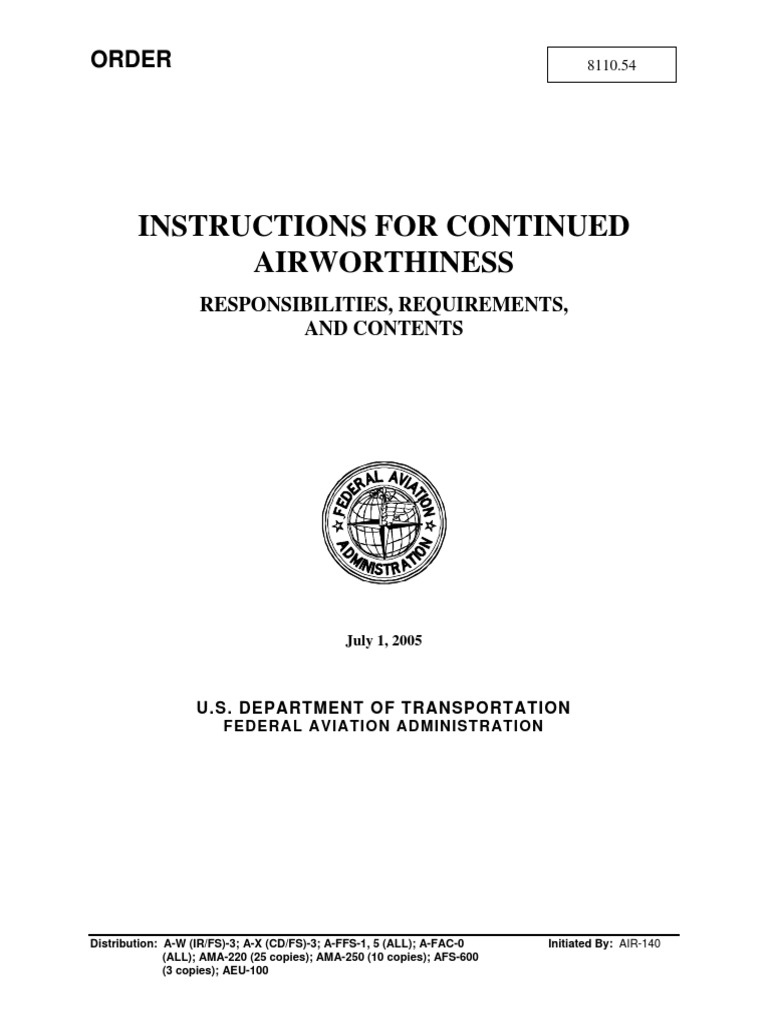 Instructions For Continued Airworthiness: Order | PDF | Federal ...