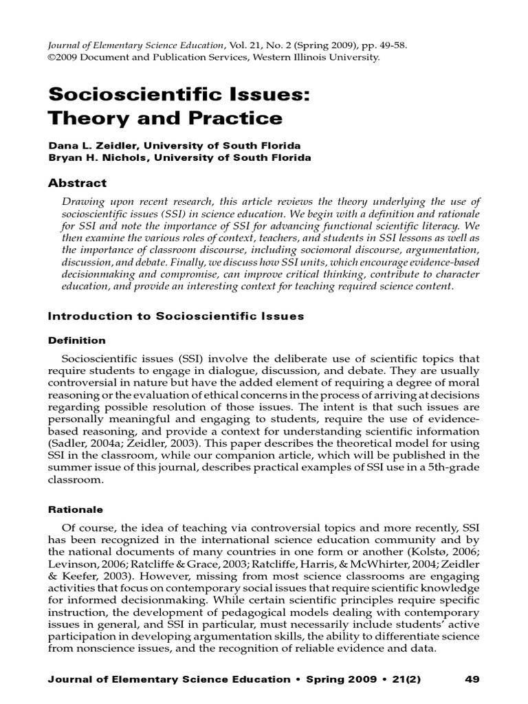 Socio Scientific Issues | PDF | Critical Thinking | Science Education