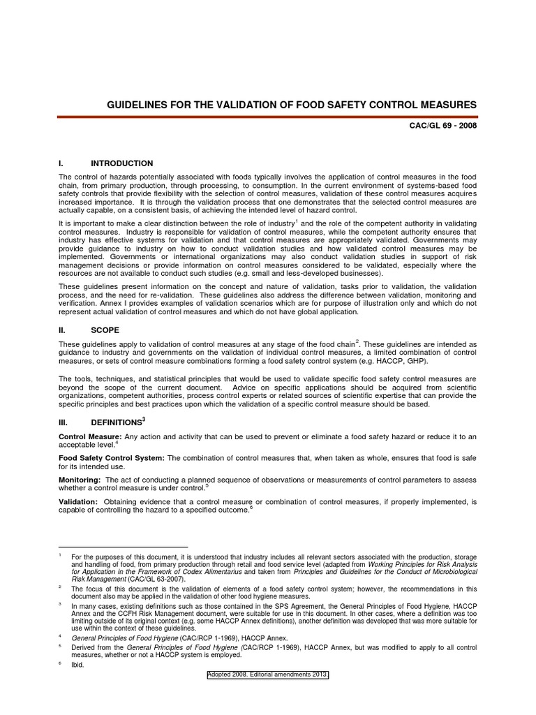 CXG - 069e Guideline For The Validation of Food Safety Control Measures ...