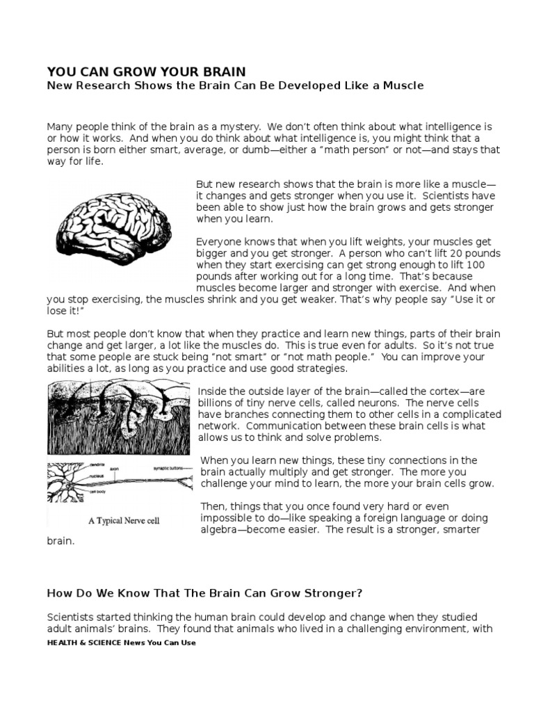 You Can Grow Your Brain Article | PDF | Brain | Nervous System