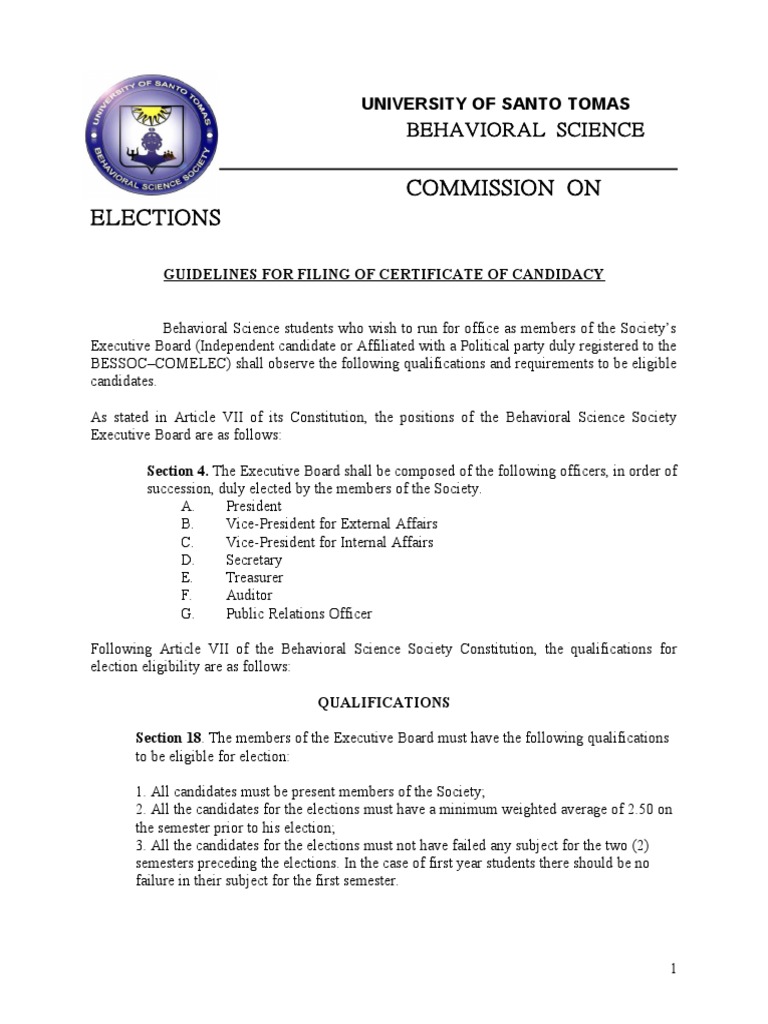 2013 COC Filing Guidelines - BESSOC | PDF | Government | Social ...