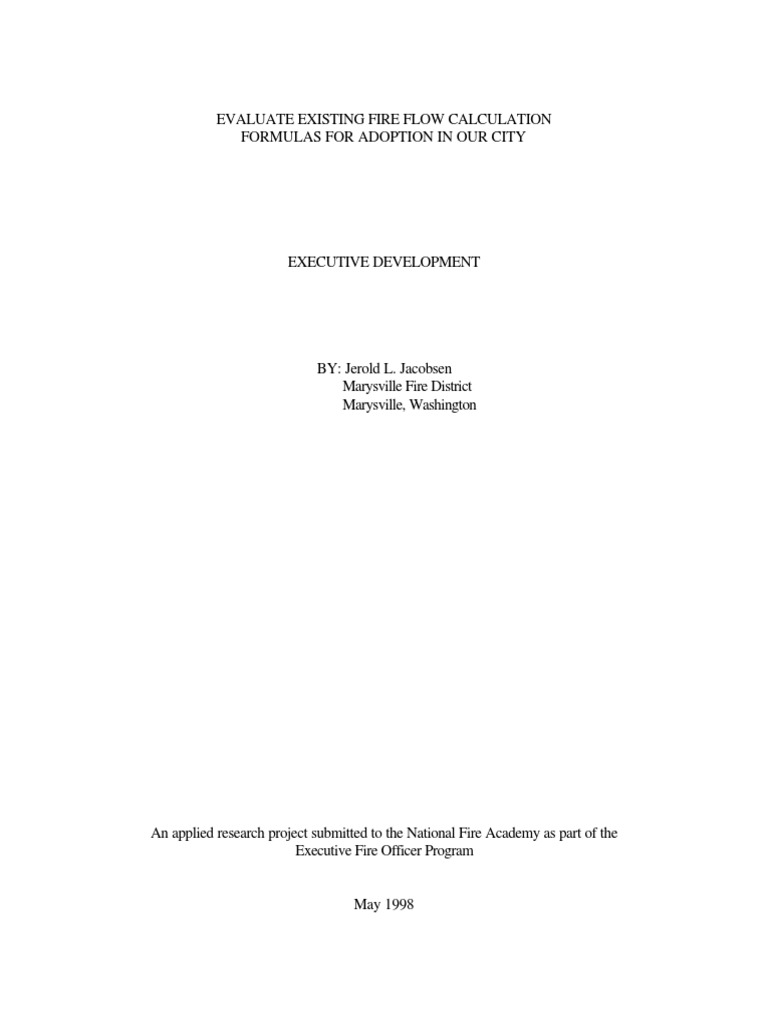 Evaluate Existing Fire Flow Formulas | PDF | Fire Sprinkler System ...
