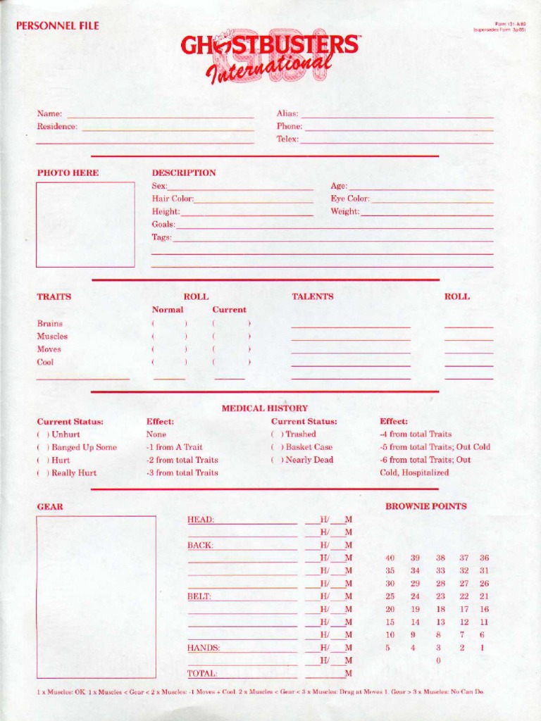 GBI Character Sheet | PDF