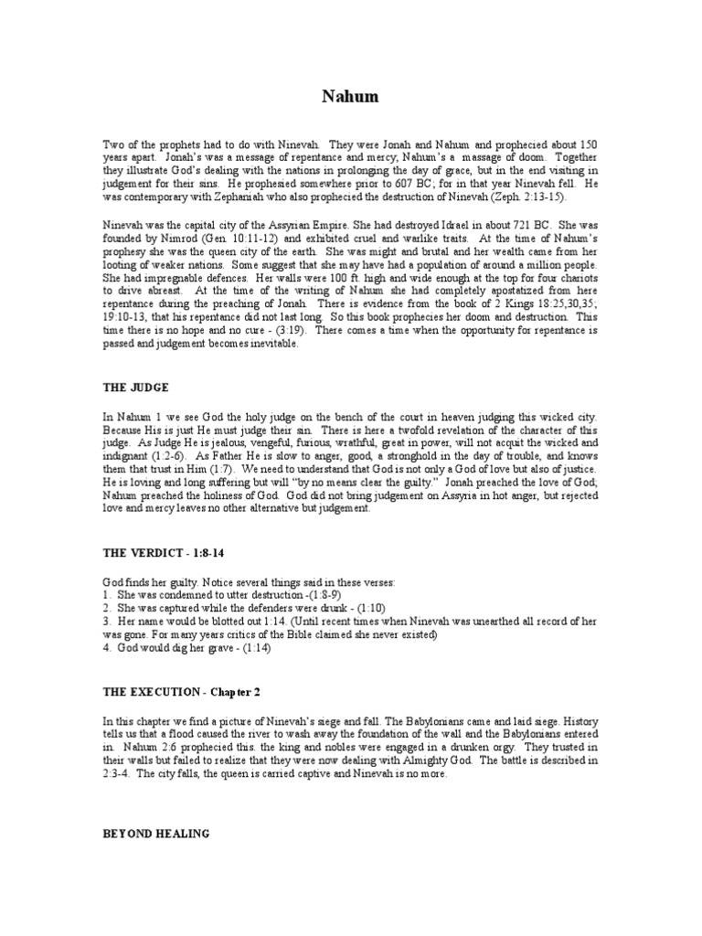 Nahum | Download Free PDF | Repentance | Religious Belief And Doctrine