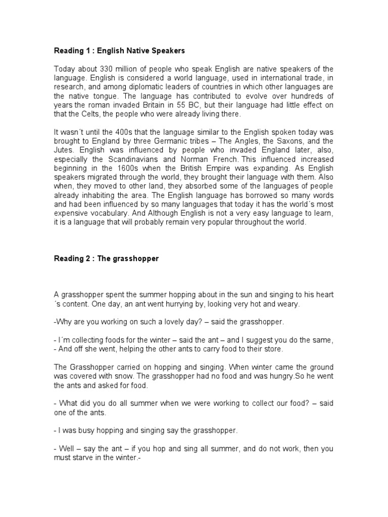 Reading 1: English Native Speakers | PDF | Predation | Organisms