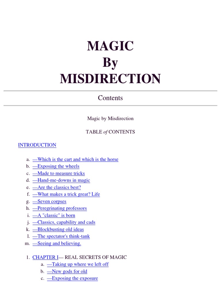 Dariel Fitzkee - Magic by Misdirection | PDF | Magic (Illusion) | Deception
