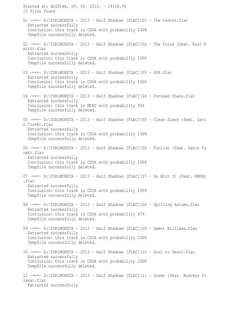 Analysis of Audio File Formats for TOKiMONSTA's 2013 Album 'Half ...