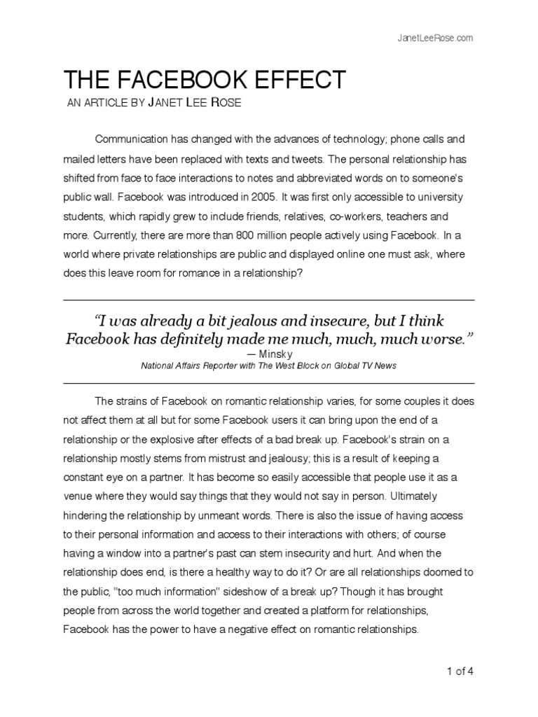 The Facebook Effect | PDF | Romance (Love) | Facebook