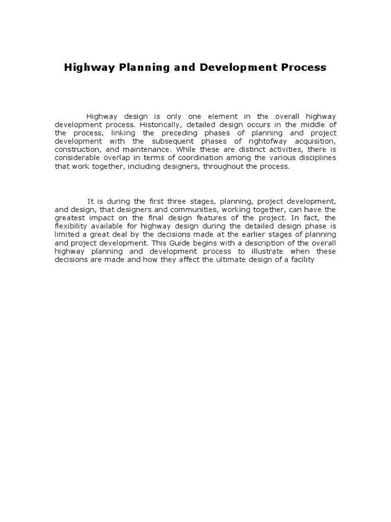 Highway Planning and Development Process | PDF | Business | Cognition
