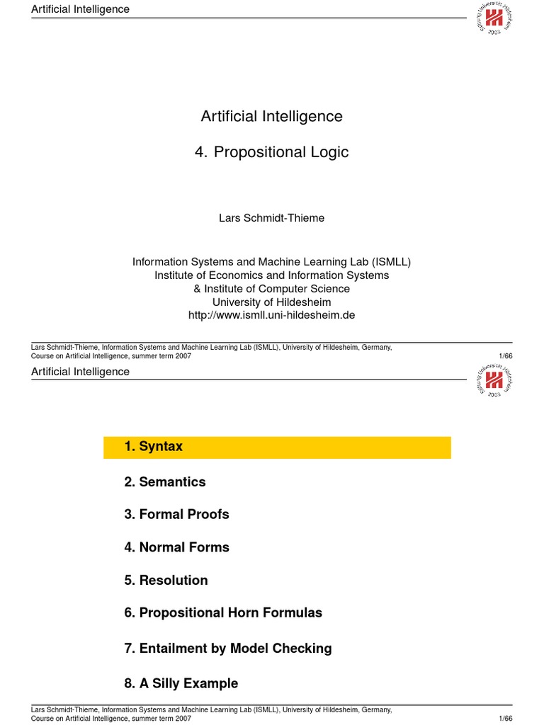 Ai 4up 04 Propositional Logic | PDF | Logic | Logical Consequence