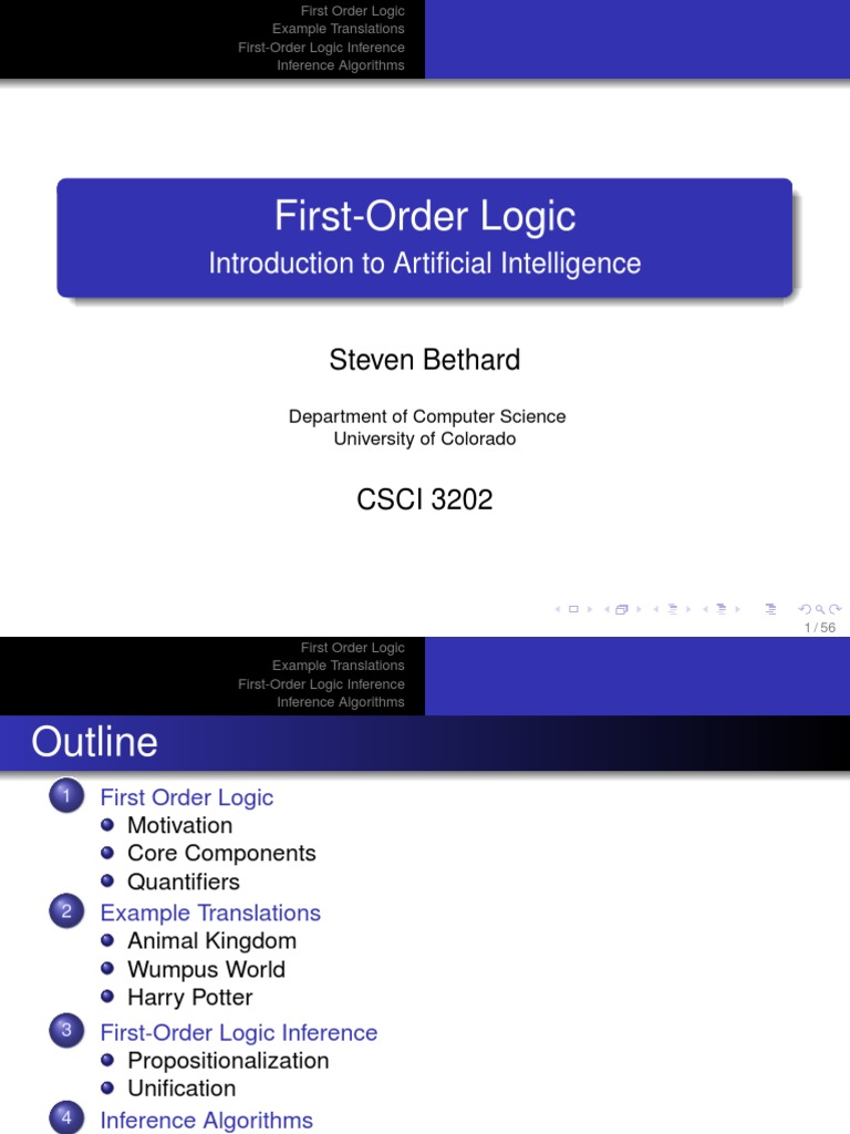 First Order Logic Pdf First Order Logic Logic