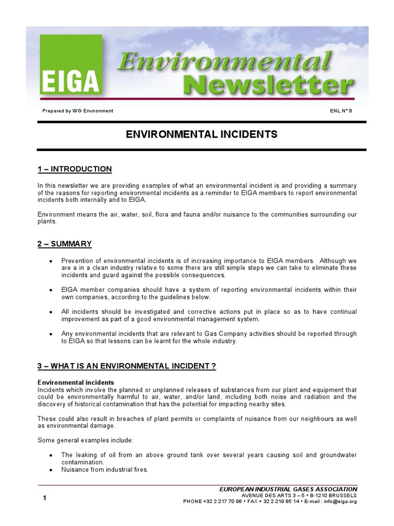 Reporting Environmental Incidents and Near Misses | PDF | Chemistry ...