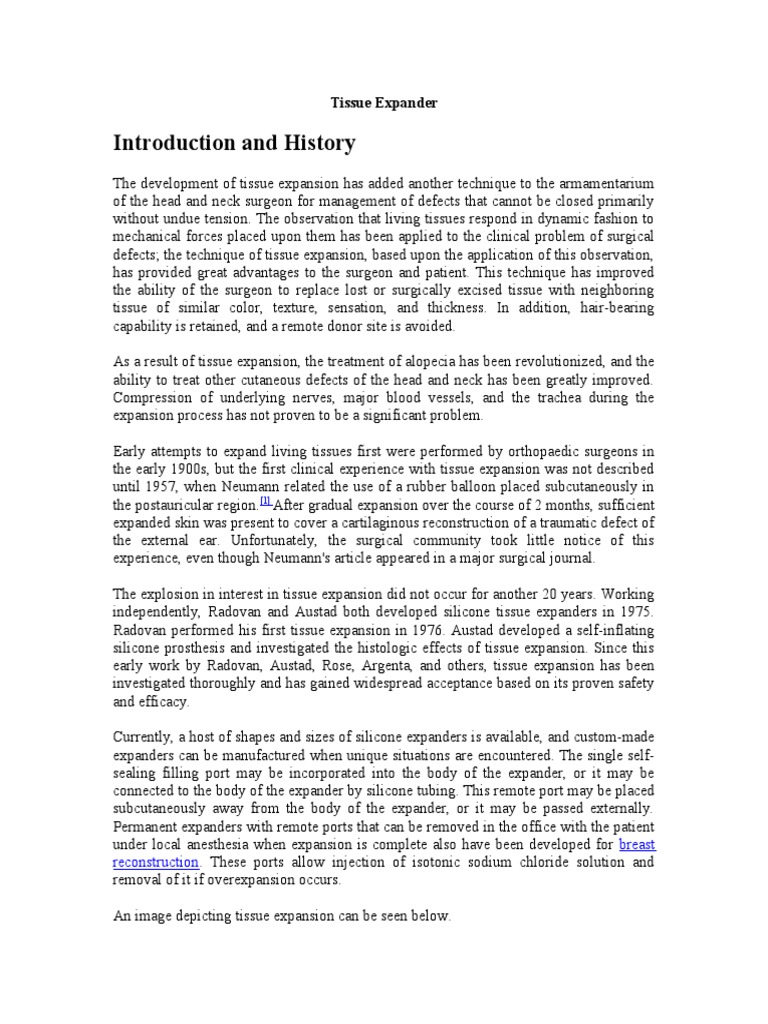 Introduction and History: Tissue Expander | PDF | Surgery | Wound