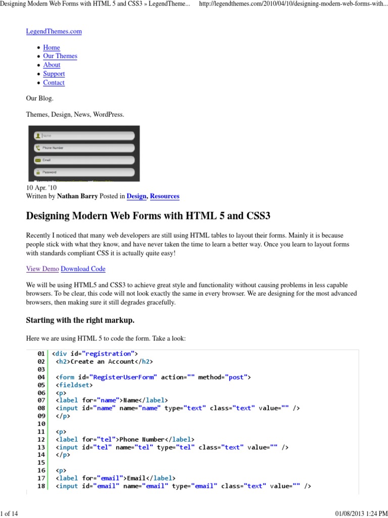Designing Modern Web Forms With HTML 5 and CSS3 LegendThemes PDF | PDF ...