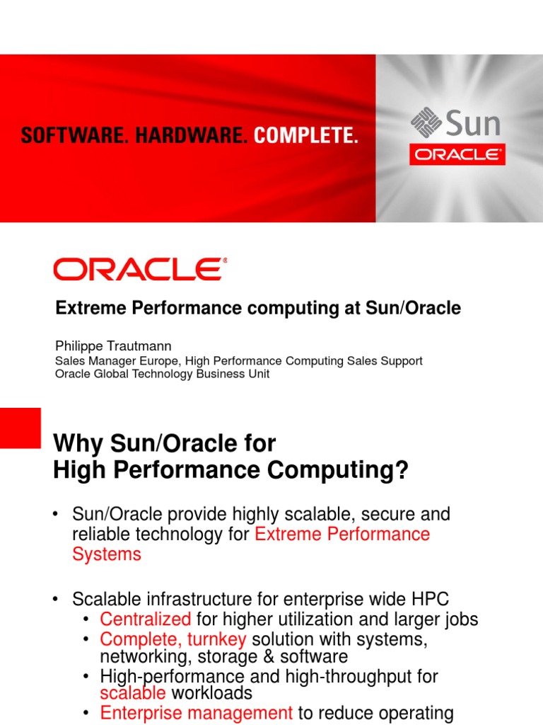 Extreme Performance Computing at Sun/Oracle: Philippe Trautmann | PDF ...