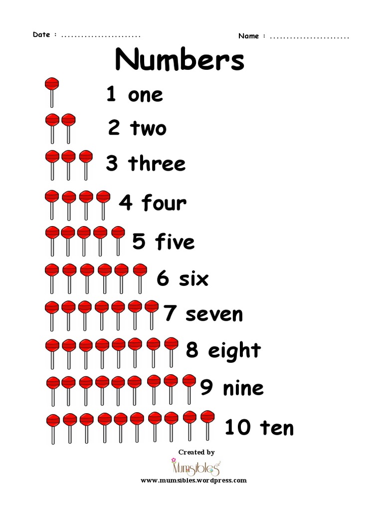 Numbers: 1 One 2 Two 3 Three 4 Four 5 Five 6 Six 7 Seven 8 Eight 9 Nine ...