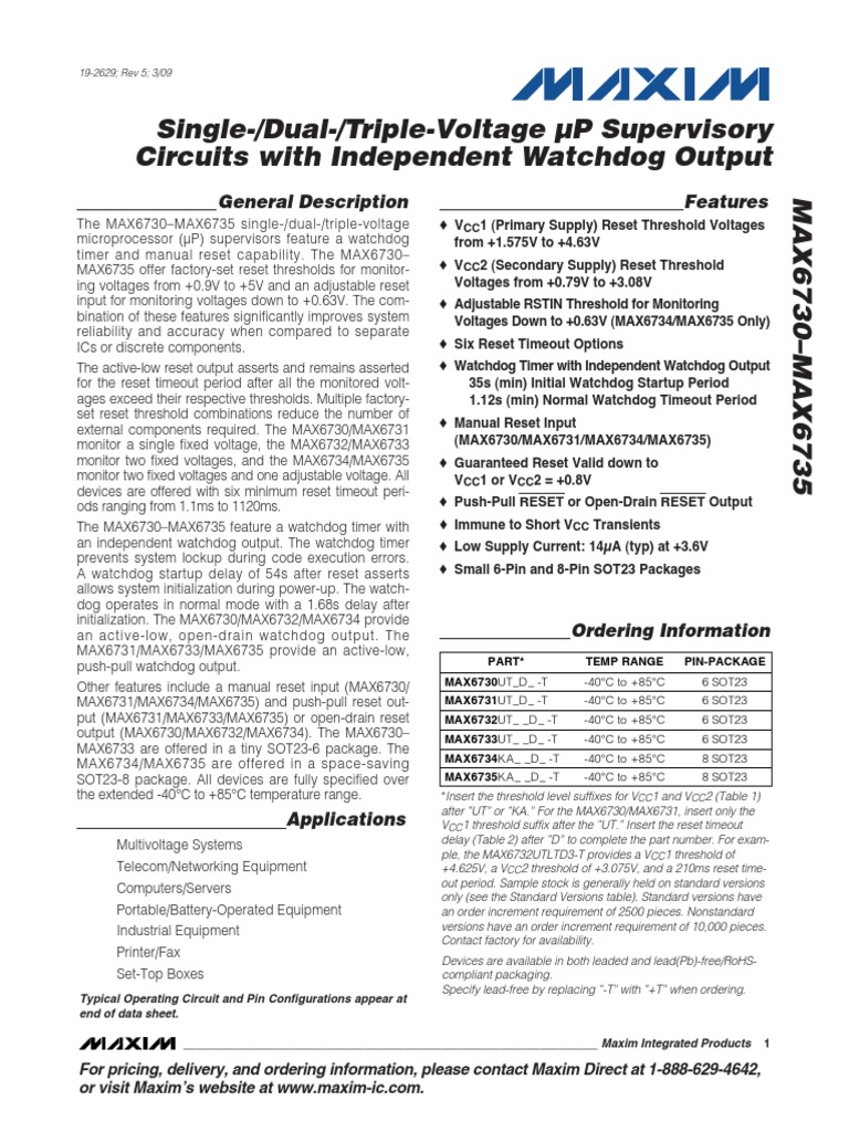 Single-/Dual-/Triple-Voltage P Supervisory Circuits With Independent ...