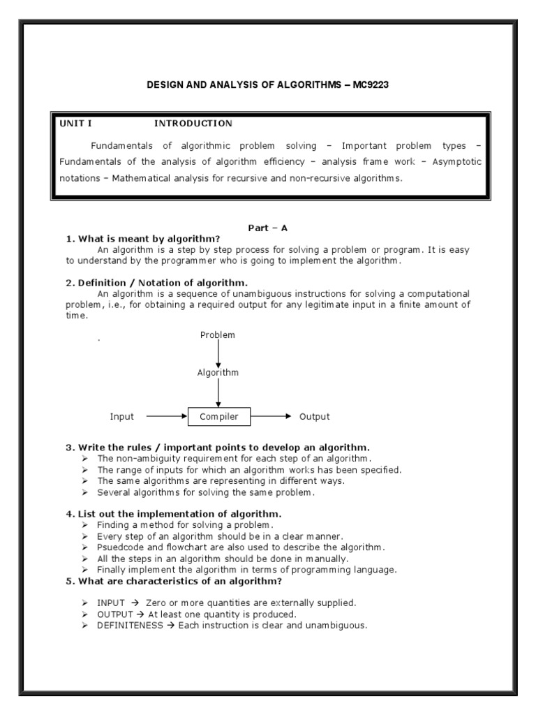 DAA Unit - I | PDF | Time Complexity | Algorithms