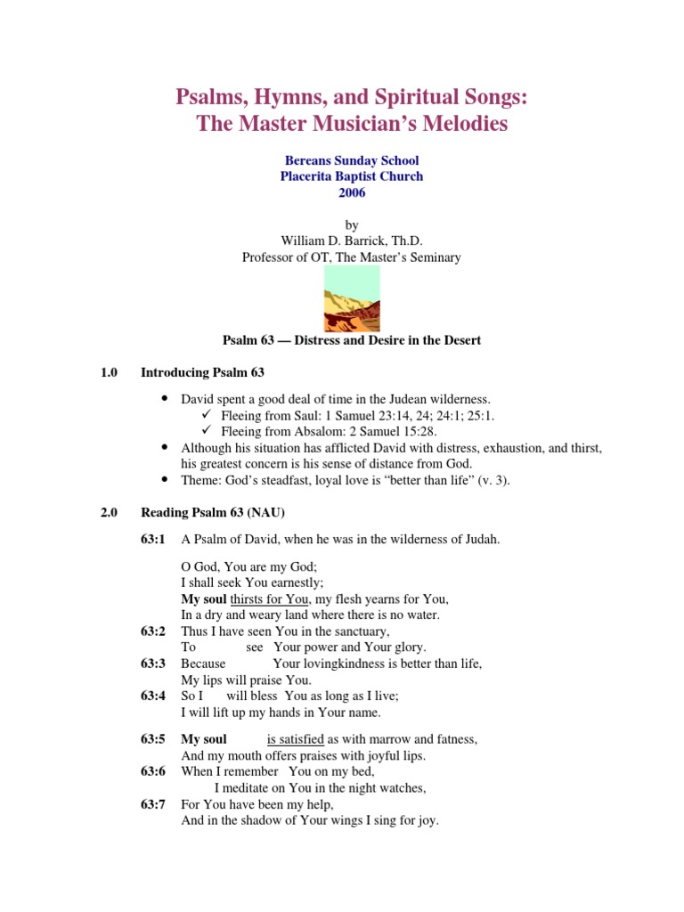 Psalms, Hymns, and Spiritual Songs: The Master Musician's Melodies ...