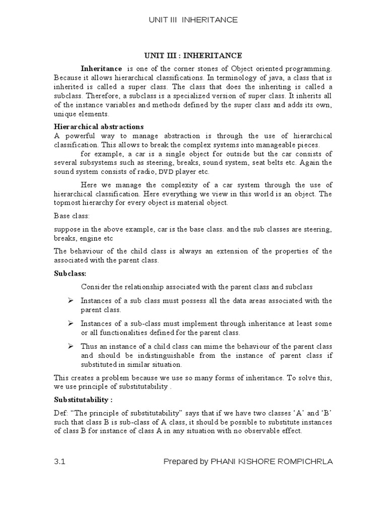 Unit Iii Inheritance Pdf Inheritance Object Oriented Programming Method Computer 2587