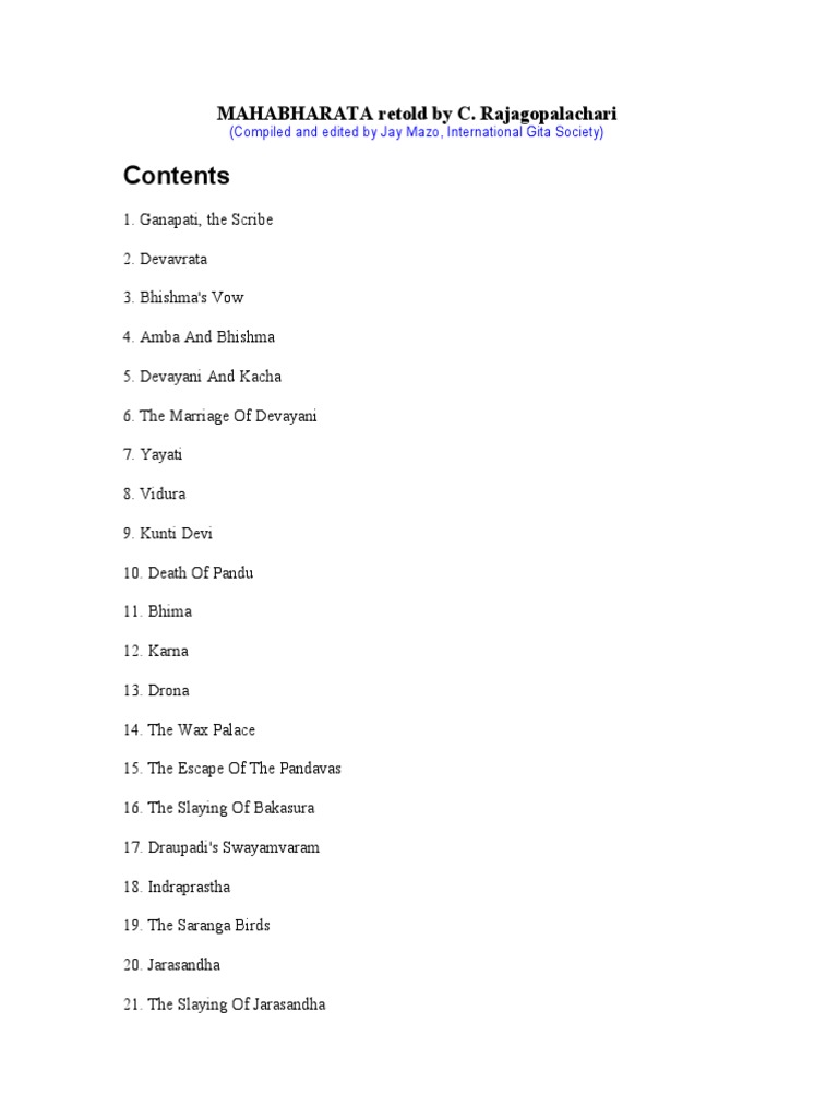 Mahabharata Retold by C | PDF | Mahabharata | Vaishnava Texts