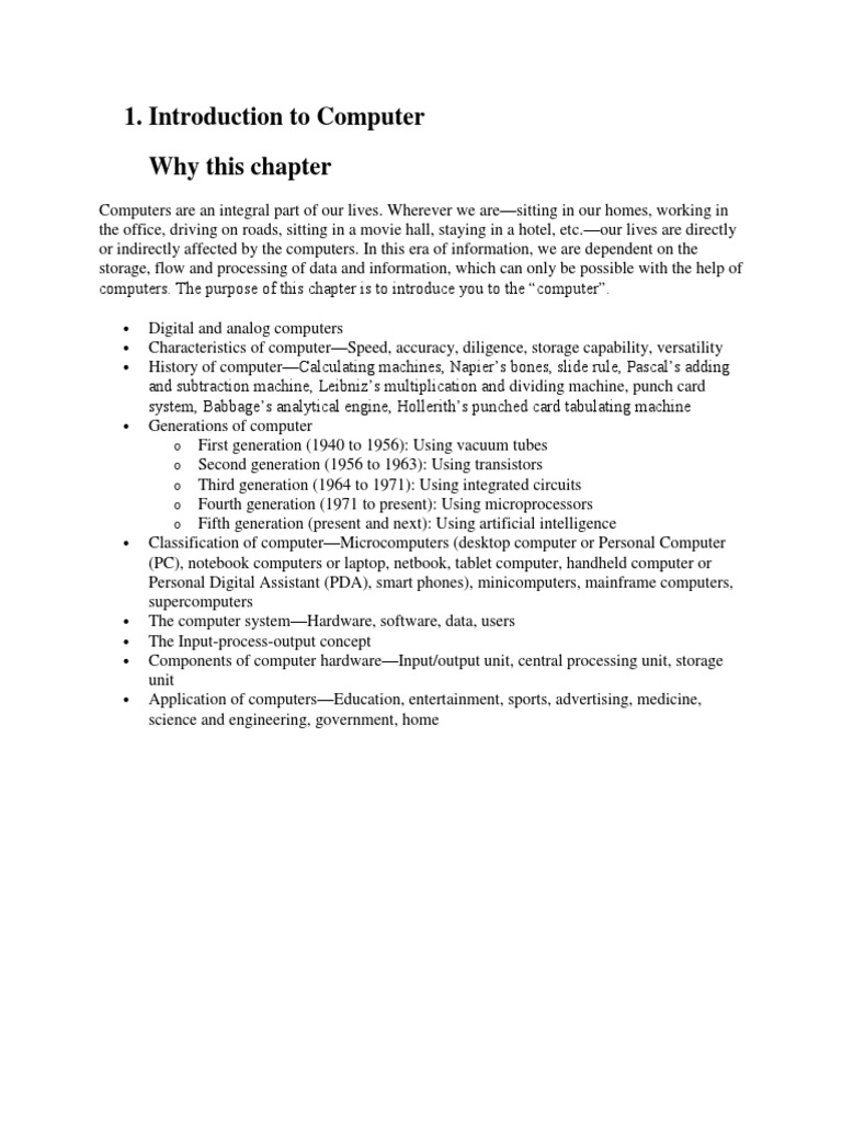 Introduction To Computer | PDF | Computer Data Storage | Input/Output
