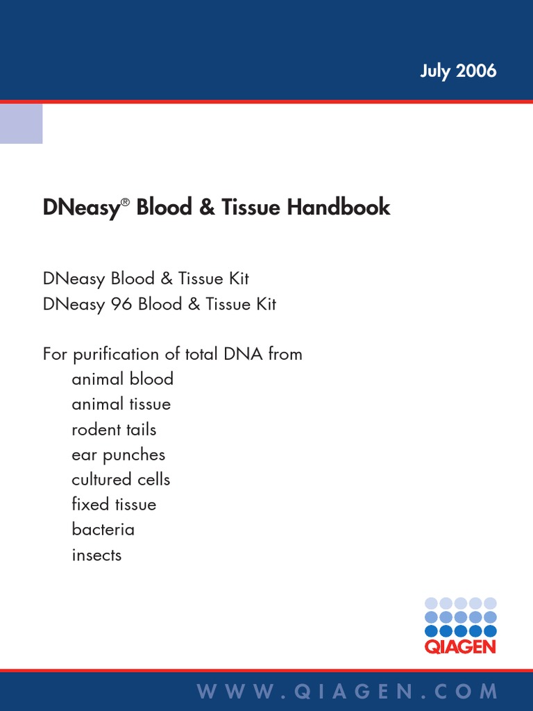 DNeasy Blood & Tissue Handbook | PDF | Qiagen | Lysis
