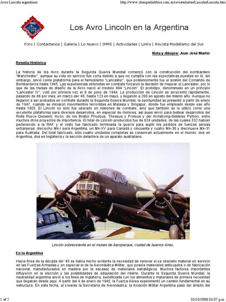 Avro Lincoln Argentina | PDF | Bombardeo | fuerza Aérea Royal