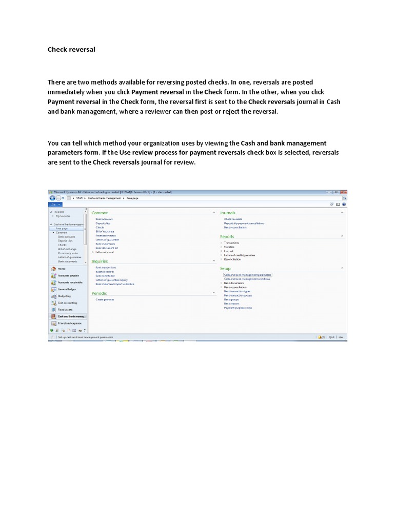 Check Reversal: Payment Reversal in The Check Form, The Reversal First ...