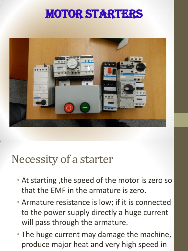 Motor Starters Presentation | PDF | Power Supply | Power Engineering