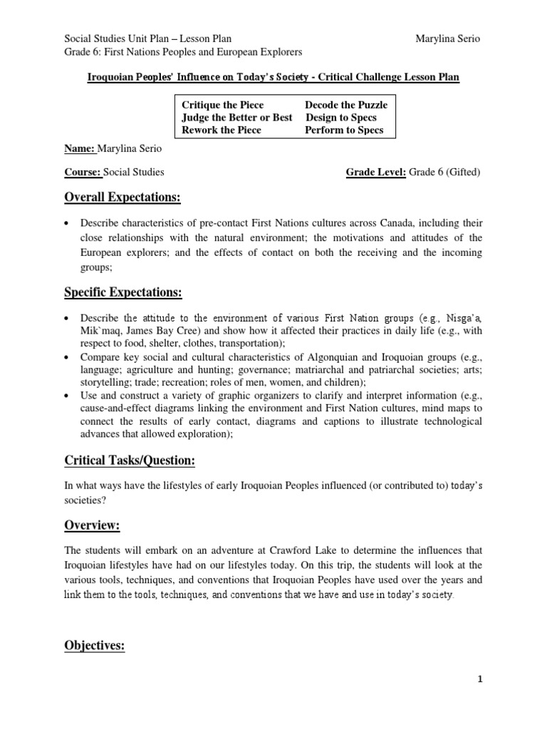 Iroquoian and Algonquian Peoples | PDF | Iroquois | Lesson Plan