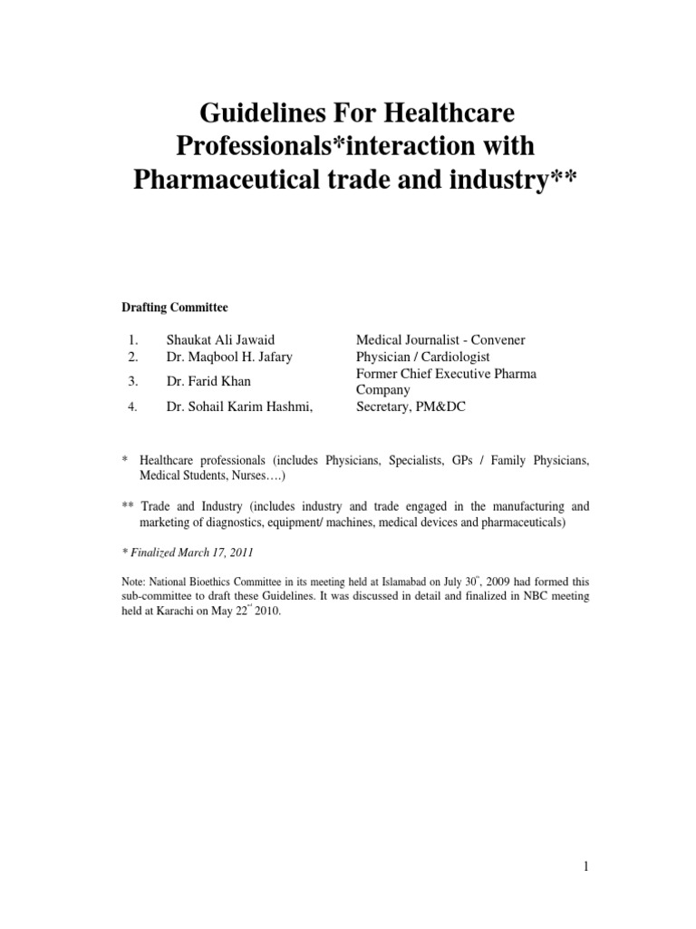 NBC - Guidelines For Healthcare Professionals Interaction With ...