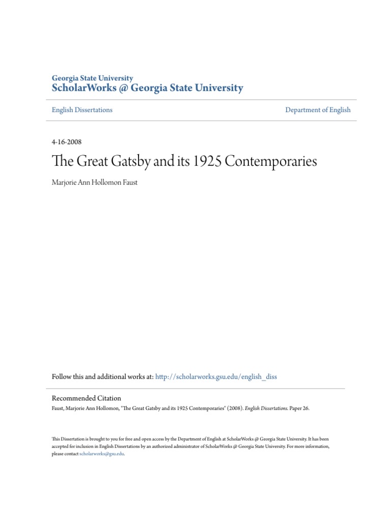 The Great Gatsby and Its 1925 Contemporaries PDF | PDF | The Great ...
