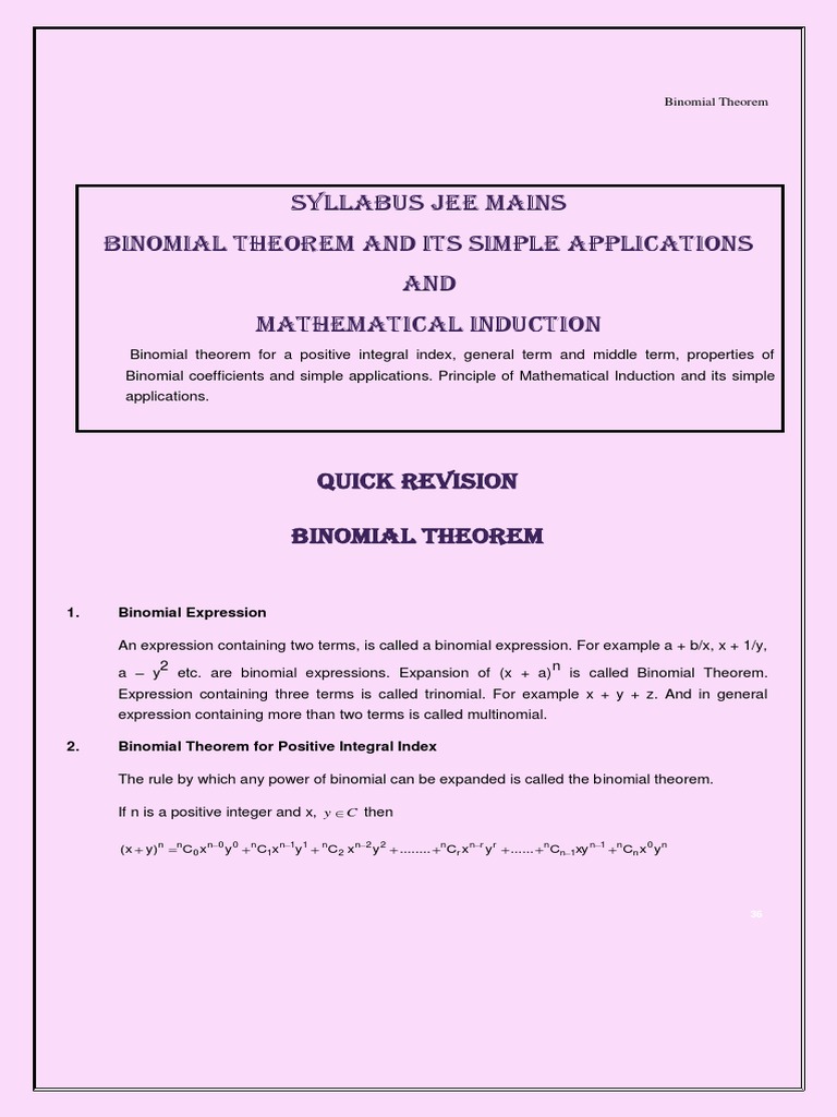 Binomial Theorem | PDF | Mathematical Proof | Discrete Mathematics