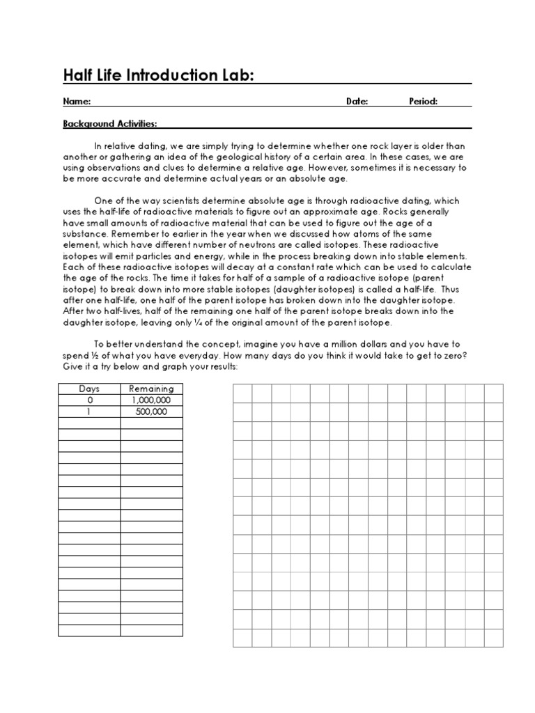 Half-Life Radioactive Dating Lab Guide | PDF | Isotope | Radioactive Decay