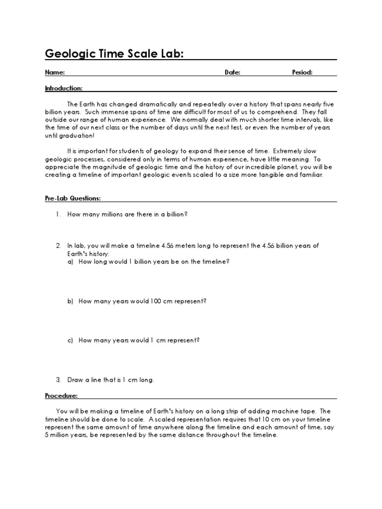 Geologic Time Scale Lab | PDF | Time | Earth