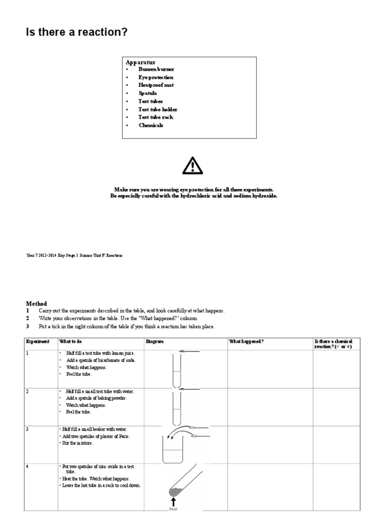 Learning About Reactions - Investigations | PDF | Science & Mathematics