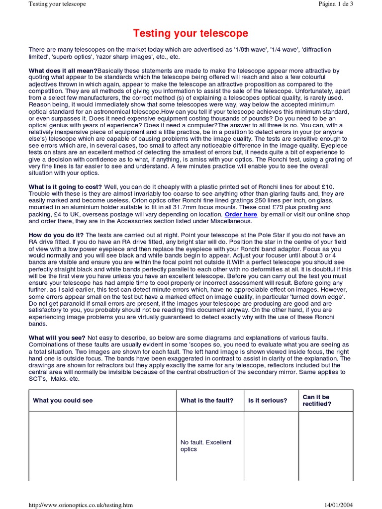 Optics-Testing Your Telescope | PDF | Optics | Telescope