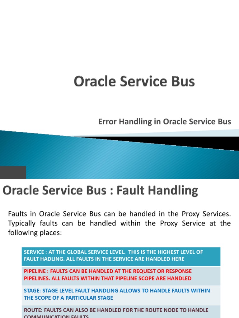 Error Handling in Oracle Service Bus | PDF