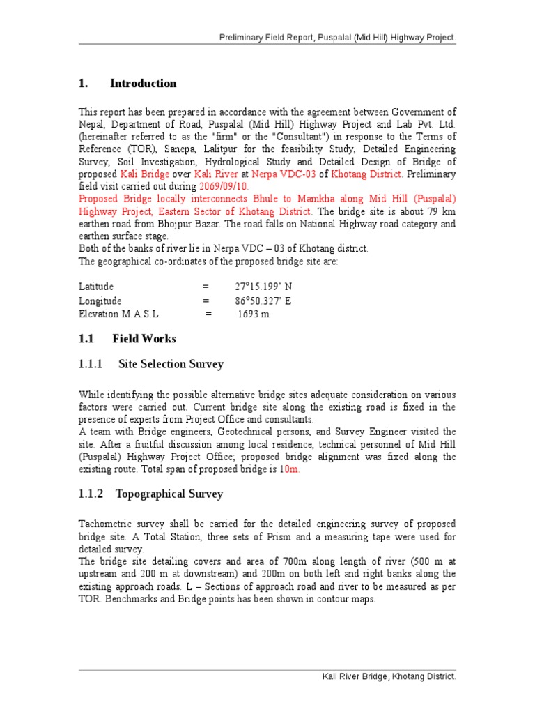 inception report | Infrastructure | Earth & Life Sciences