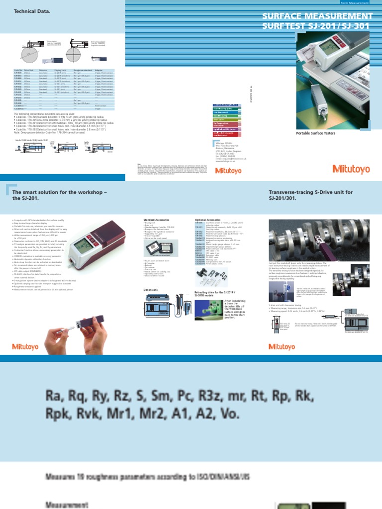 SJ 201 | PDF | Surface Roughness | Calibration