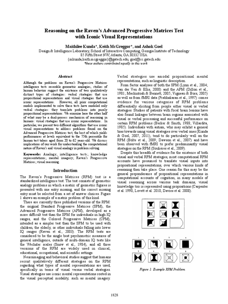 Visual Strategies in Raven's APM Test | PDF | Intelligence Quotient ...