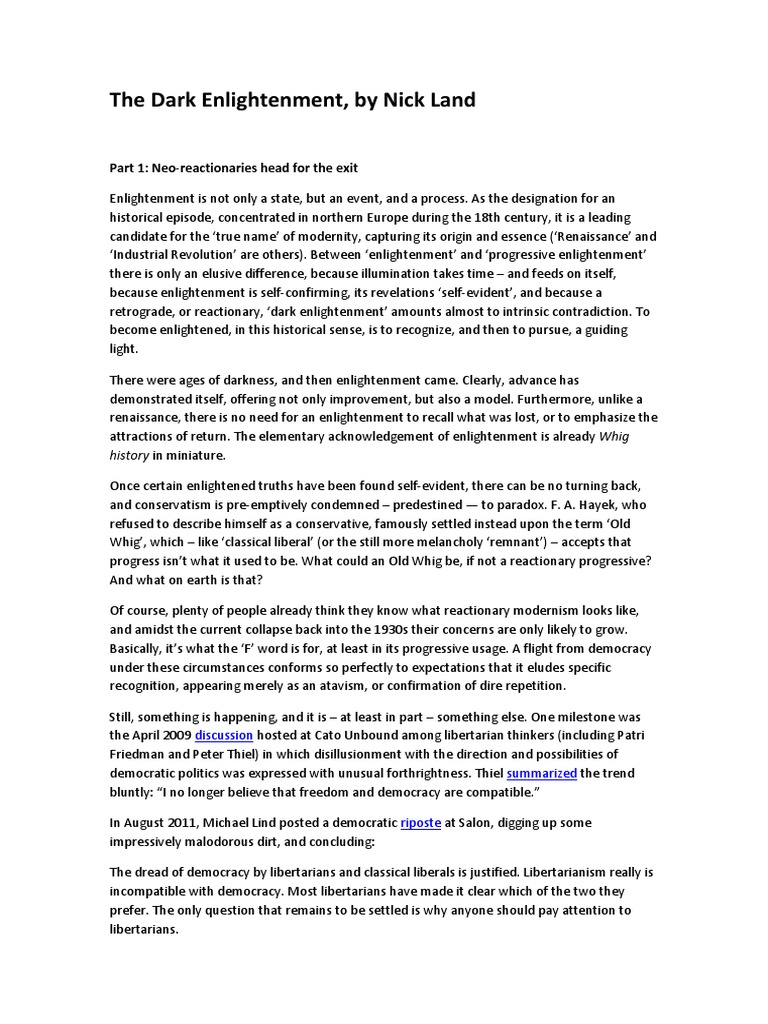 The Dark Enlightenment - 1 | PDF