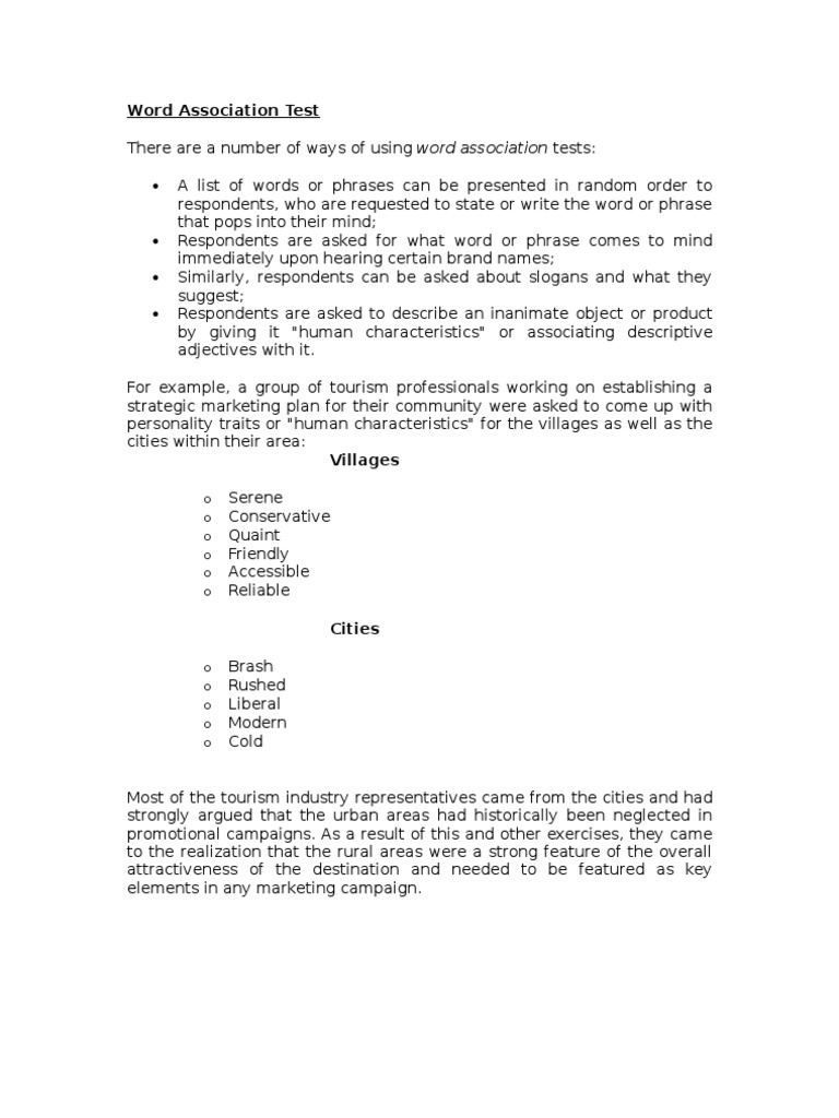 Word Association Test | PDF